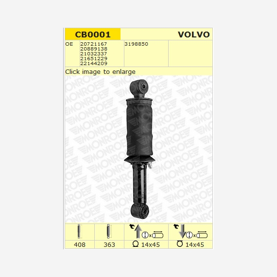 AMOΡΤΙΣΕΡ Φ ΚΑΜΠΙΝΑΣ VOLVO FH-FM ΟΠΙΣΘΙΟ [408-363/14X45]